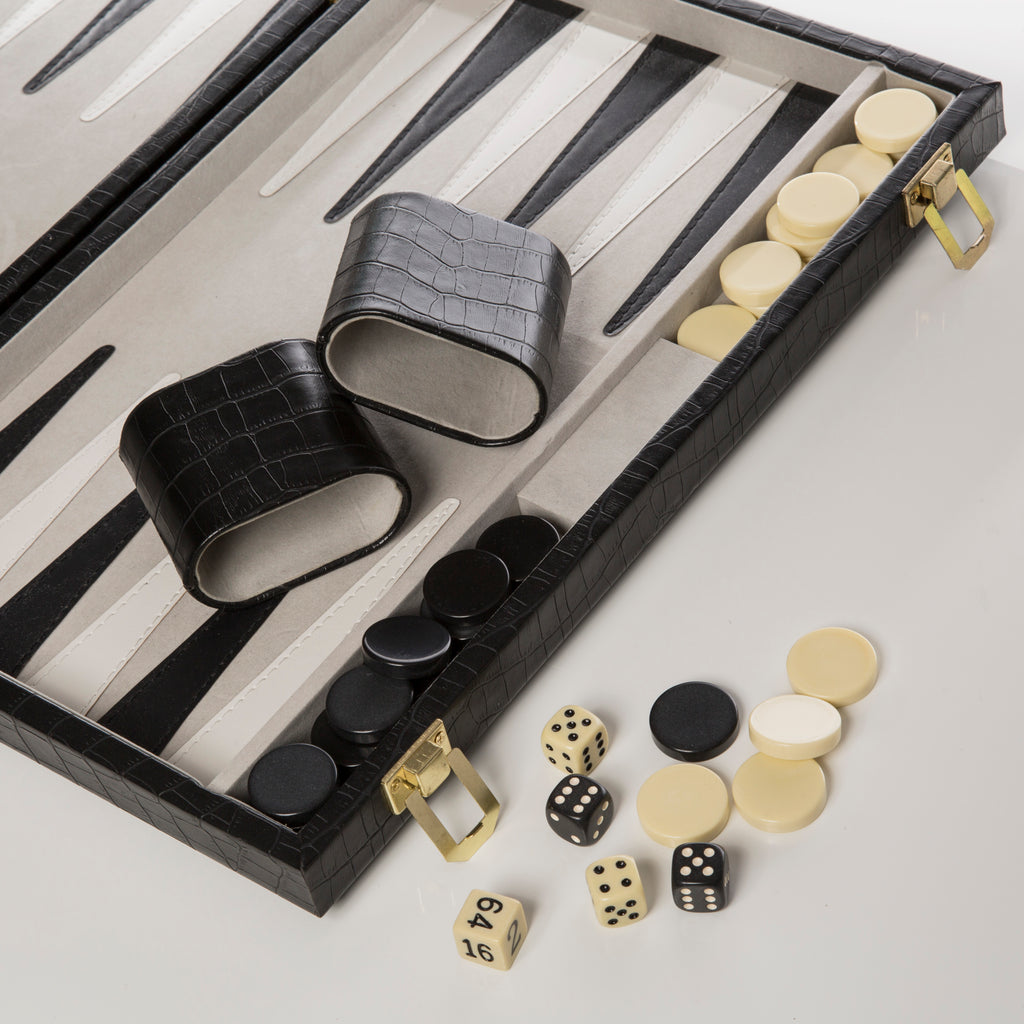 The Backgammon Set Black Croc — ShopTheAddison