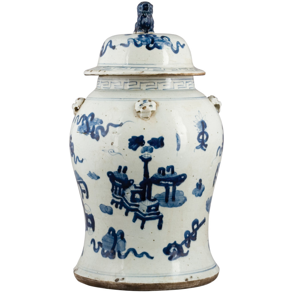 Danny's Fine Porcelain Blue And White Lidded Lion Jar Floral (Classic ...