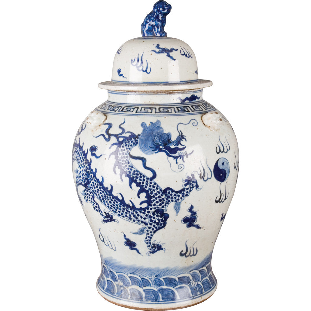 Danny's Fine Porcelain Porcelain Temple Jar - Blue And White Dragon 50 ...