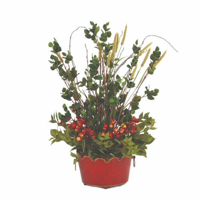 Red Berries, Bay leaves and Branches in Toleware — ShopTheAddison