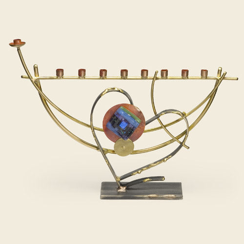 Yuri Two-toned Heart Menorah — ShopTheAddison