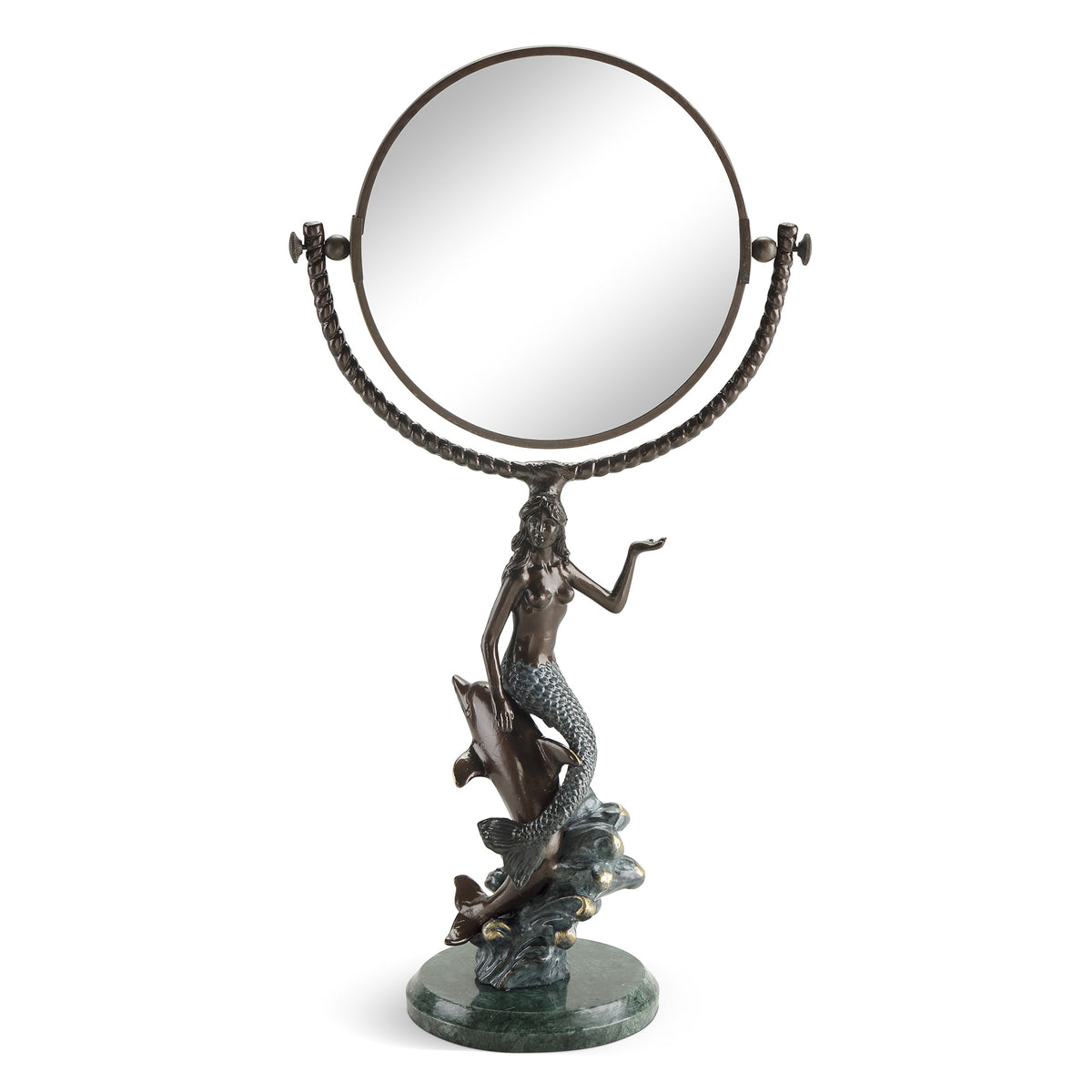 Cast Aluminum Mermaid & Dolphin Mirror — ShopTheAddison