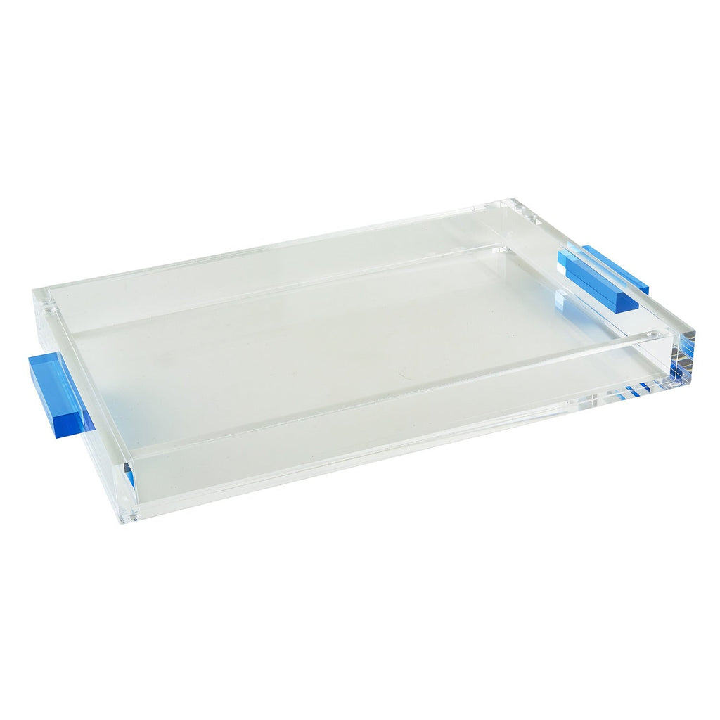 Tizo Designs Lucite Tray Clear with Blue Handle — ShopTheAddison