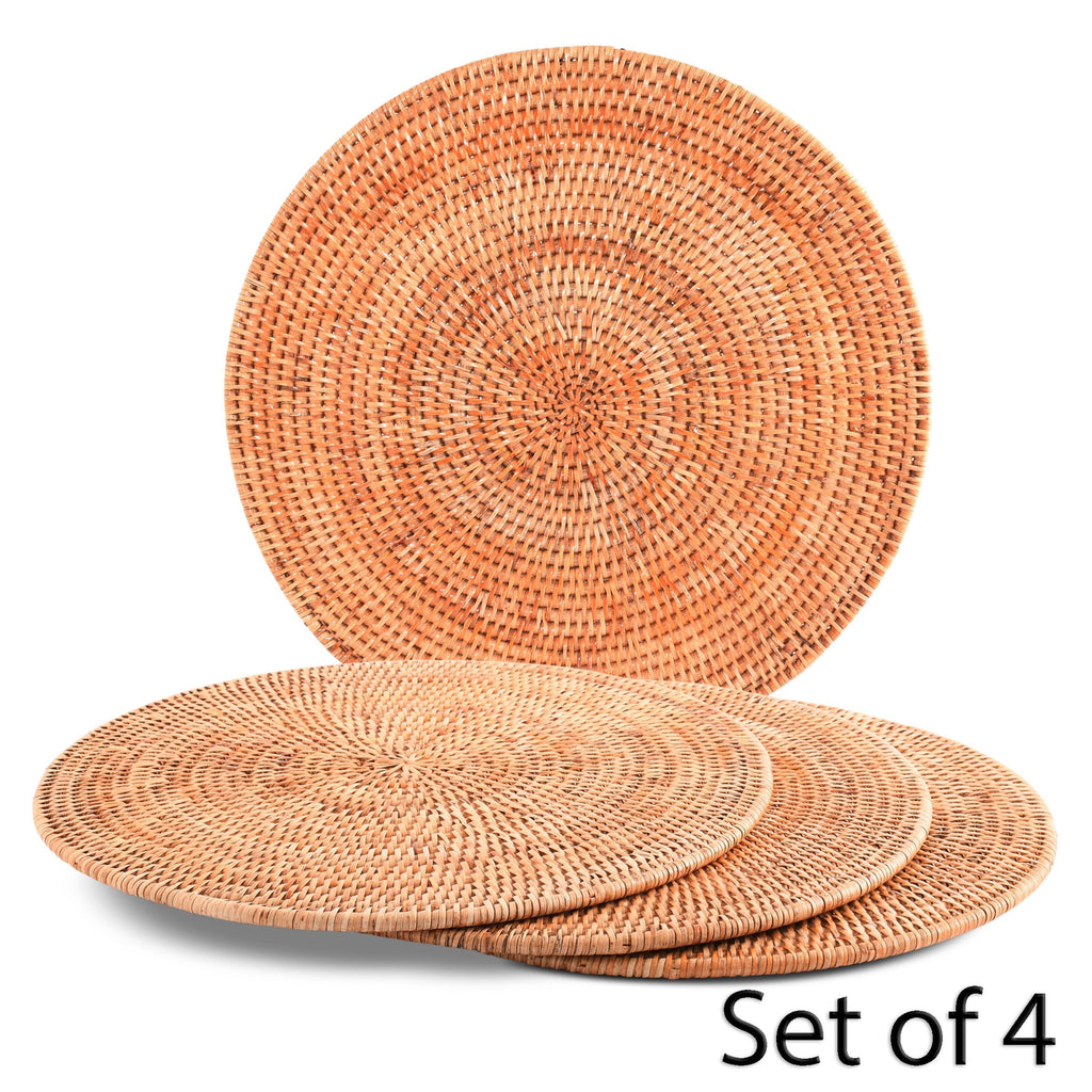Vagabond House Hand Woven Wicker Rattan Round Placemat - Set of 4 ...