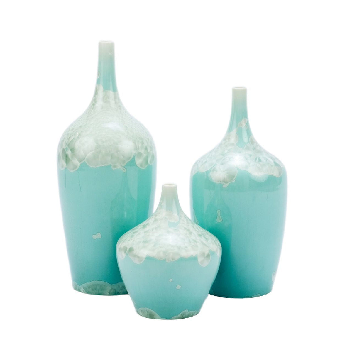Legend of Asia Contemporary Green Crystal Shell Vases - Set of 3 ...