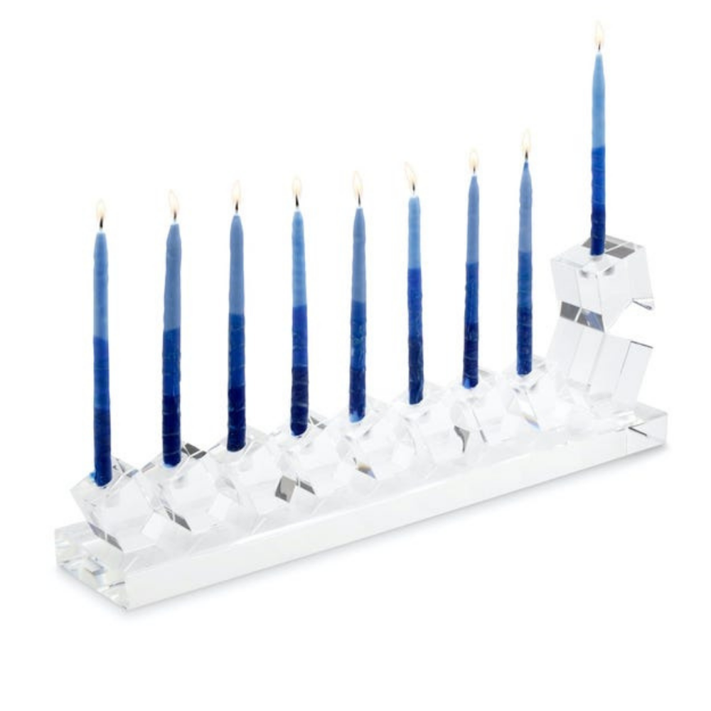Tizo Angled Clear Crystal Dreidel Menorah — ShopTheAddison