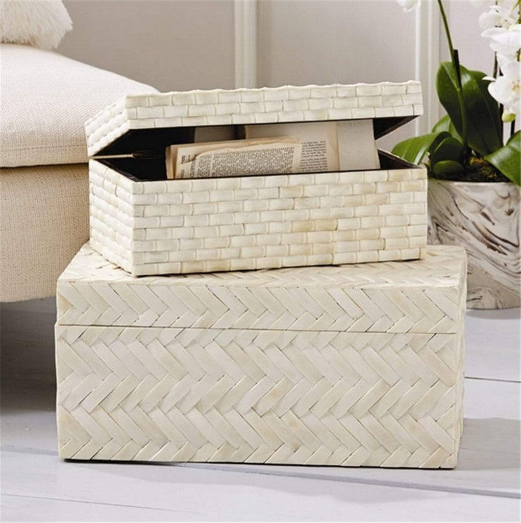 Tozai Home Basketweave Bone Boxes - Set of 2 — ShopTheAddison